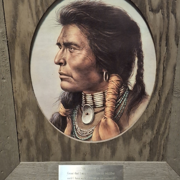 Wall Decor | Native American Portrait Art With Wooden Frame | Poshmark